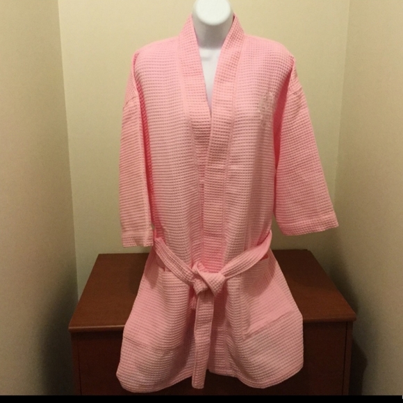 Intimates & Sleepwear | Pink Personalized Waffle Robe Mde Monogram ...